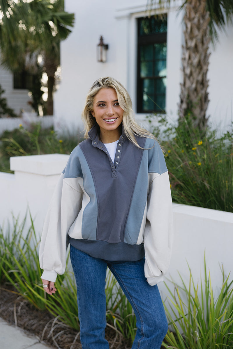 Piper Snap Sweatshirt - Blue/Multi – Triple Threads