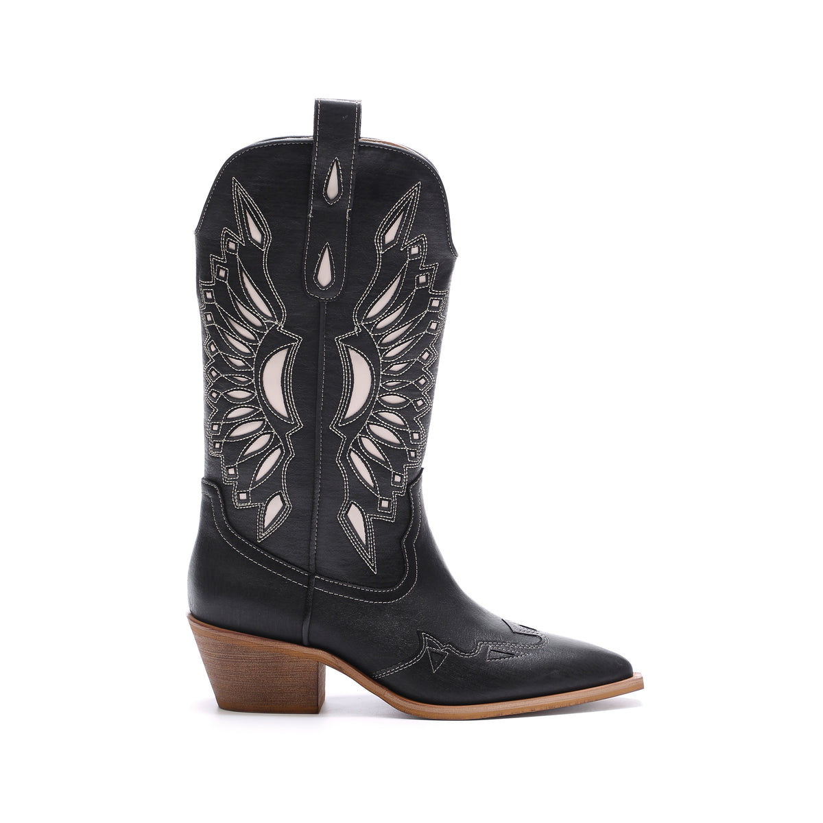 Britney Cut-Out Western Boots - Black – Triple Threads