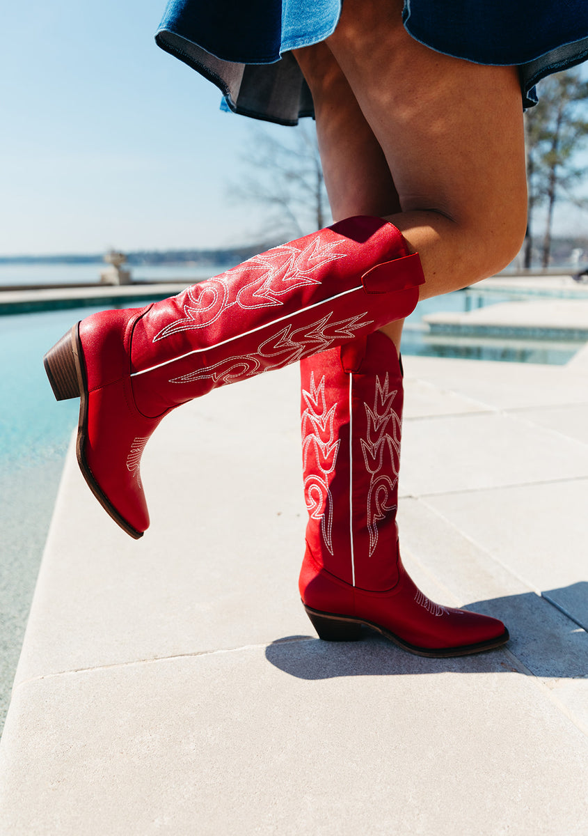 The Reba Cowgirl Boot - Red – Triple Threads